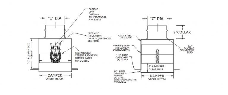 CRD-50-NI-BT-26GS / 26GT – 1 Hour Steel Ceiling Radiation Damper Box ...